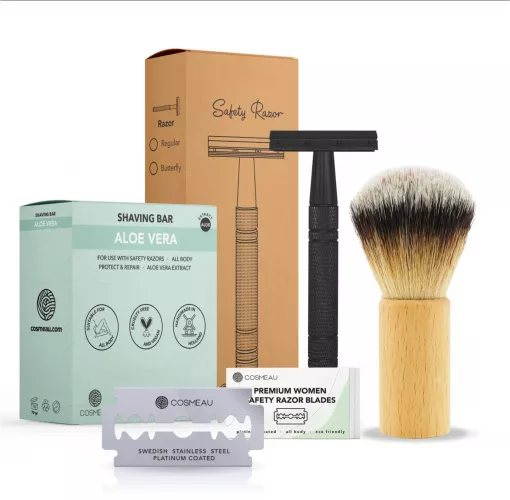 Set cadou de barbierit cu aparat de ras clasic Safety Razor Glossy ...