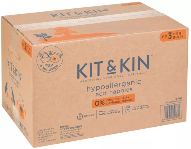 Scutece Hipoalergenice Eco Kit&Kin Marimea 3 6-10 kg 128 buc ...