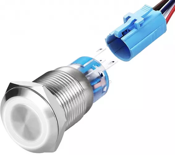 Buton Push Metalic 220V 19mm cu Revenire Led Alb 3mt2_623539896 - cel.ro