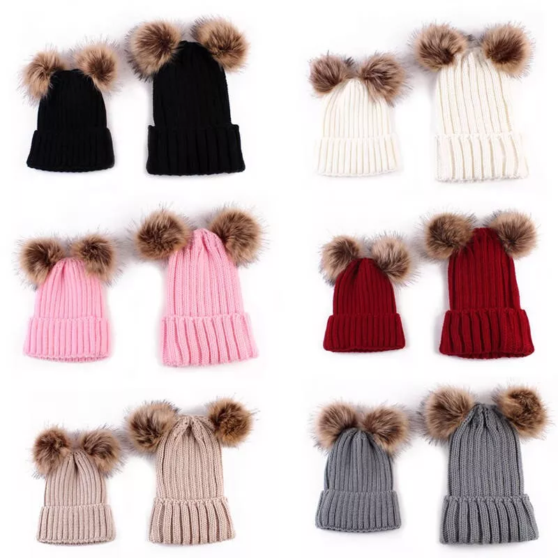 Set caciuli mama copil cu doua pampoane Drool Culoare Rosu 9sgi ...