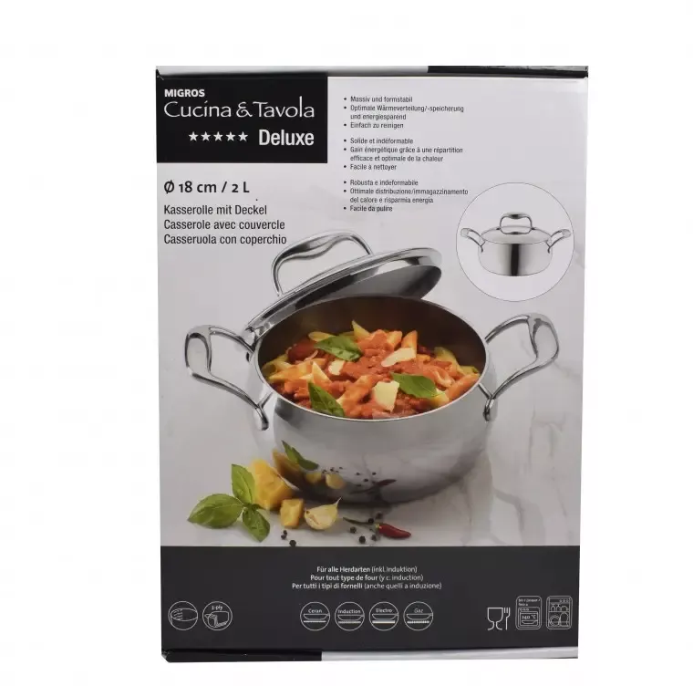 Oala din inox cu capac si inductie 20 cm 3 l Migros 84141 k64t ...