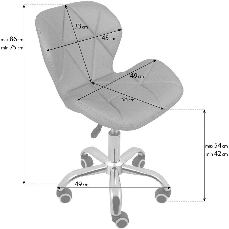 Set 2 scaune birou salon burete moale inaltime reglabila gri Teox