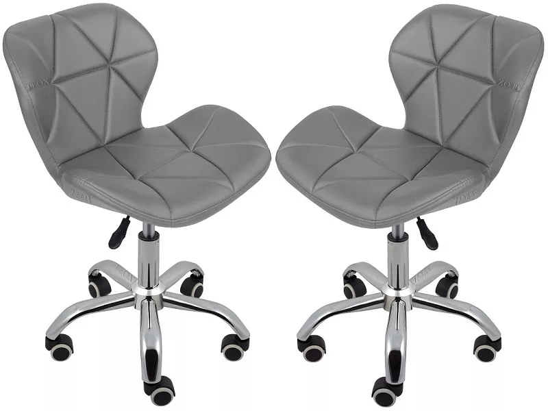 Set 2 scaune birou salon burete moale inaltime reglabila gri Teox