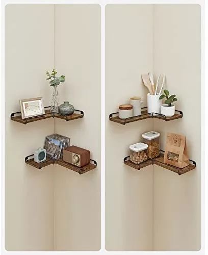 Set 2 rafturi de colt Vasagle In forma de L pentru living bucatarie hol ...