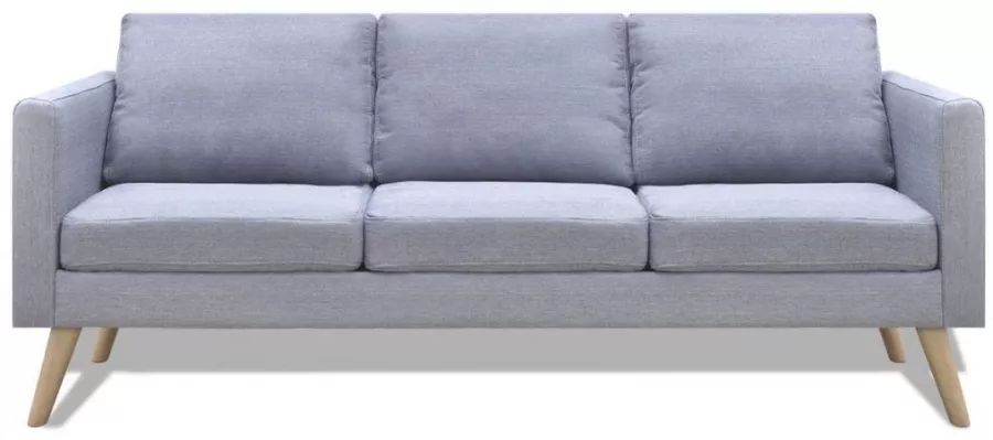 Canapea cu 3 locuri material textil gri deschis 246994 - cel.ro