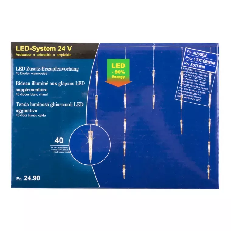 Instalatie perdea luminoasa 40 LED-uri cu lumina calda 2.2 m Alb nu contine