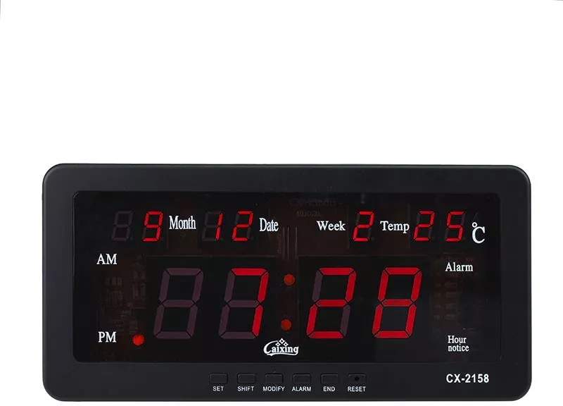 Ceas digital Led rosu afisaj 12h calendar si temperatura Caixing volt2158r