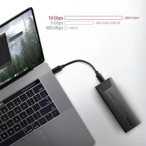 Axagon Adaptor SSD NVME M.2 conector USB-C 3.2 Gen 2 toolless EEM2-GTSA ...