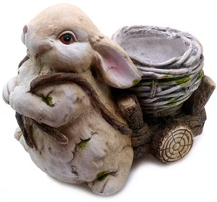 Decoratiune gradina ceramica iepure cu carucior 34x19x39 cm MCTON qhe8 ...