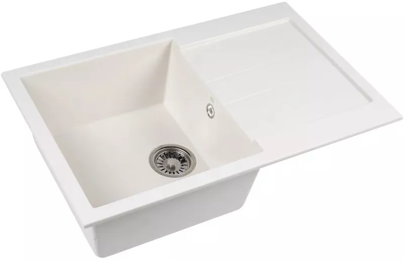 Chiuveta compozit dreptunghiulara alba cu picurator 770x495mm LICHIDARE ...