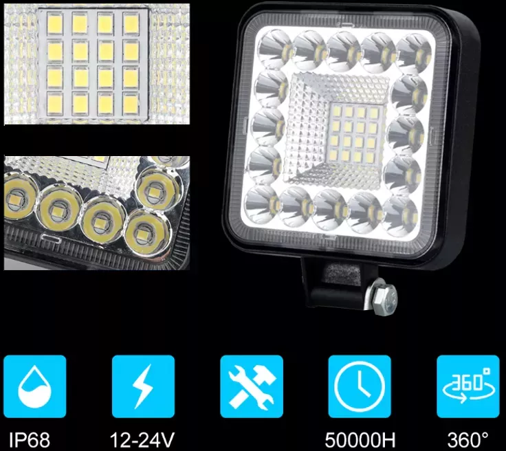 Set 2 proiectoare patrate 32LED ZD561 SUV tractor 12/24V MRKT6088 - cel.ro