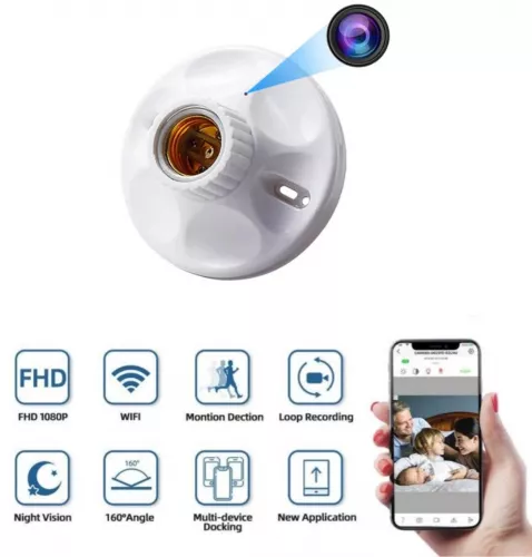 Dulie Soclu Bec cu Camera Ascunsa SpyGadget Full HD WiFi P2P IP H.264 ...