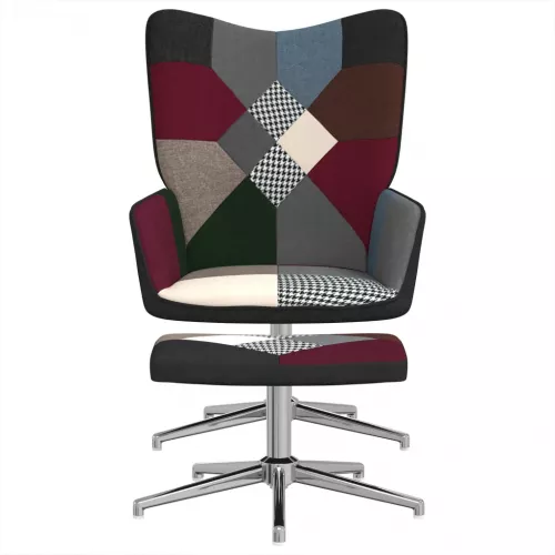 VidaXL Scaun de relaxare cu taburet textil petice