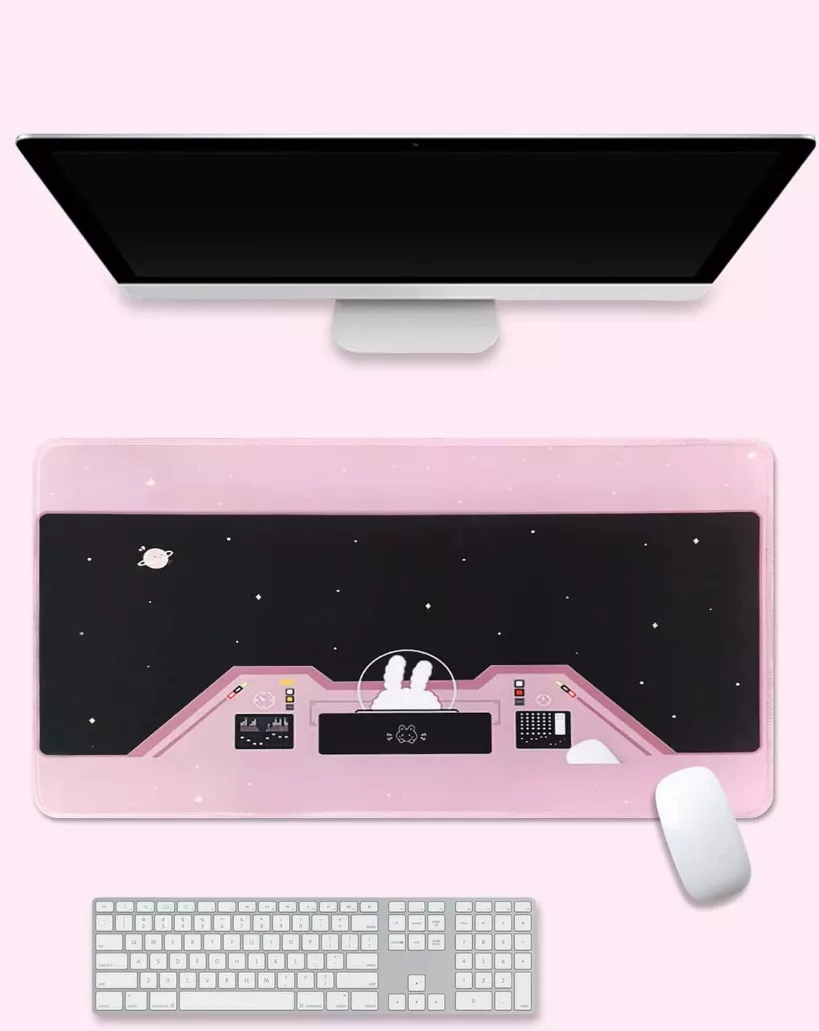 Mouse Pad Gaming XEVO Girl Rabbit 60 x 30 cm Roz cu Negru SKU x-11 - cel.ro