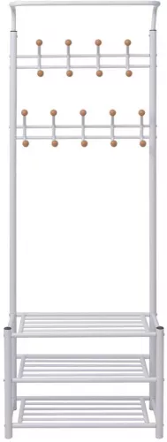 Cuier cu rafturi pentru pantofi 68 x 32 x 182 5 cm alb 243727 - cel.ro