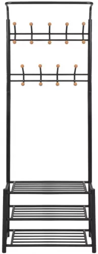 Cuier cu rafturi pentru pantofi 68 x 32 x 182 5 cm negru 243726 - cel.ro