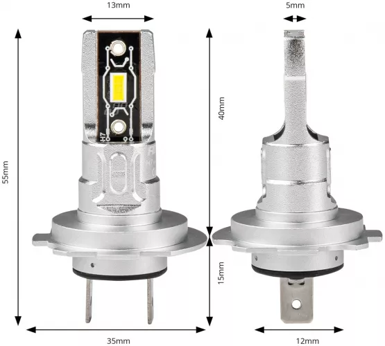 Set 2 Buc Bec LED H7 mini 6500K 3600LM 42W 12V 00000628 - cel.ro
