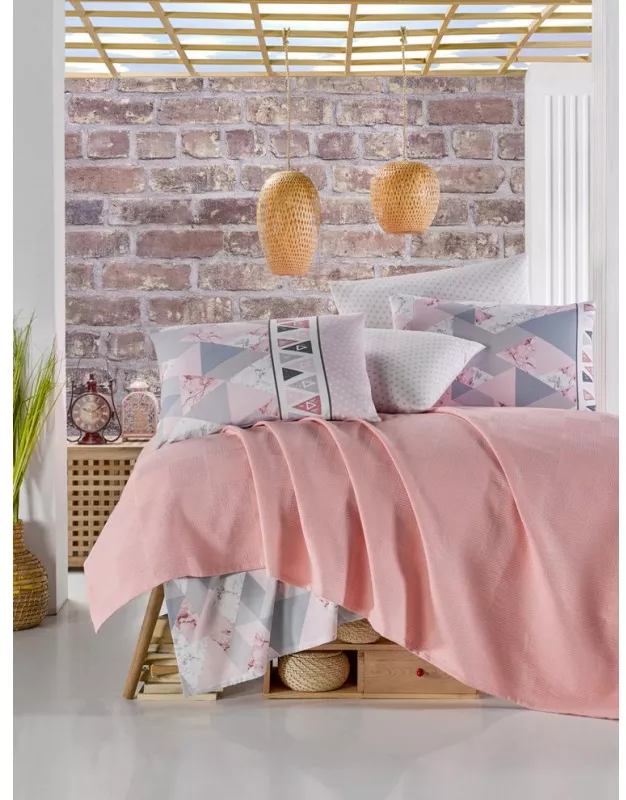 Set pat dublu cuvertura cearsaf si 2 huse de perna Begenal Ethnic DOMUS ...