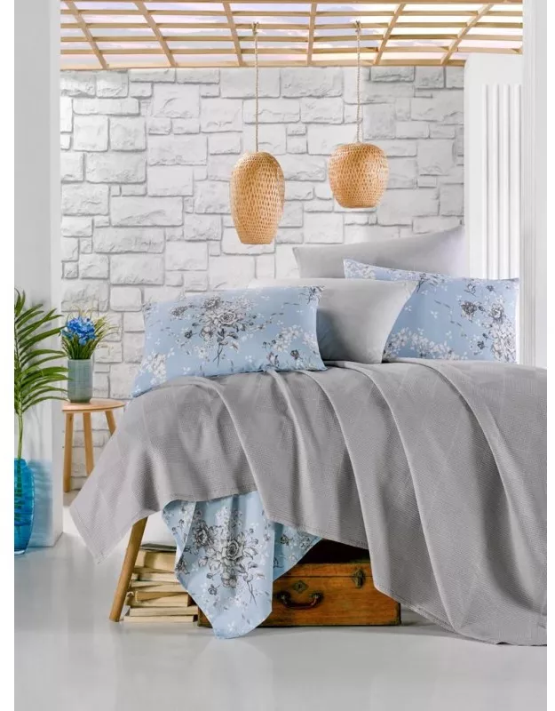 Set pat dublu cuvertura cearsaf si 2 huse de perna Begenal Ethnic DOMUS ...