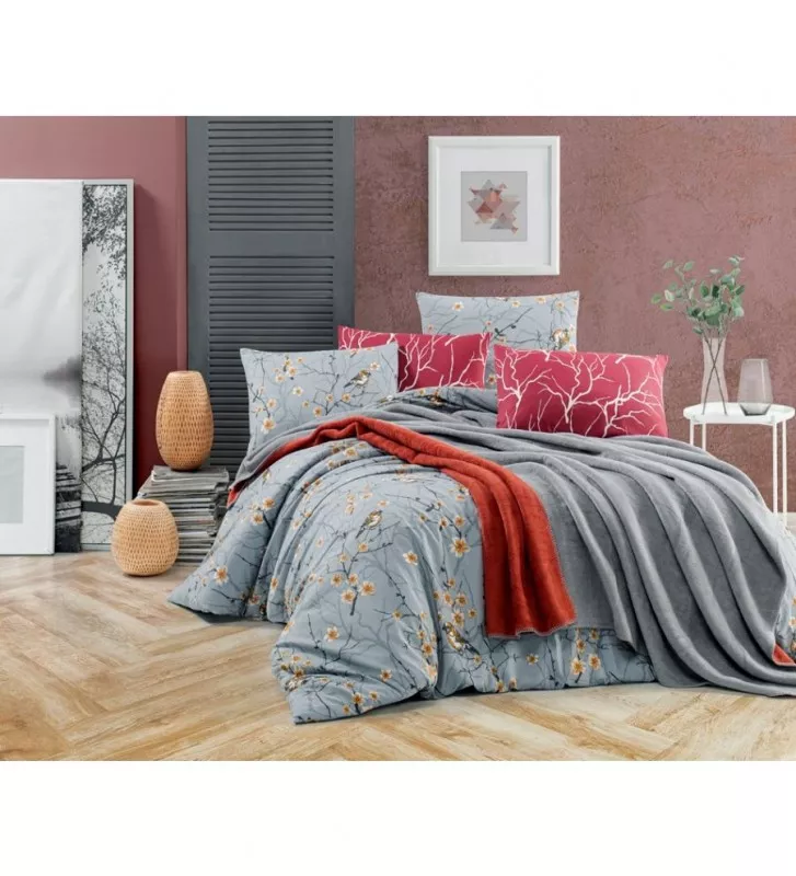 Set pat dublu patura cearsaf si 2 fete de perna Valeria double DOMUS ...