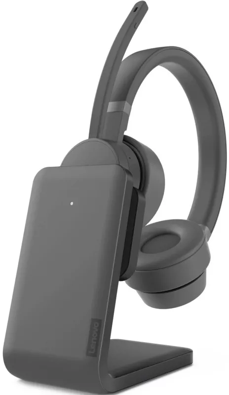 Casti Lenovo Office/Call Center Go Wireless ANC Storm Grey cu Stand de ...