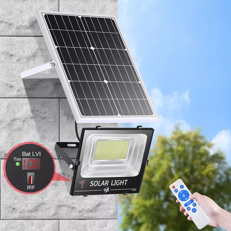 Proiector solar puternic 30W 56 LED SMD display LED nivel incarcare cu ...