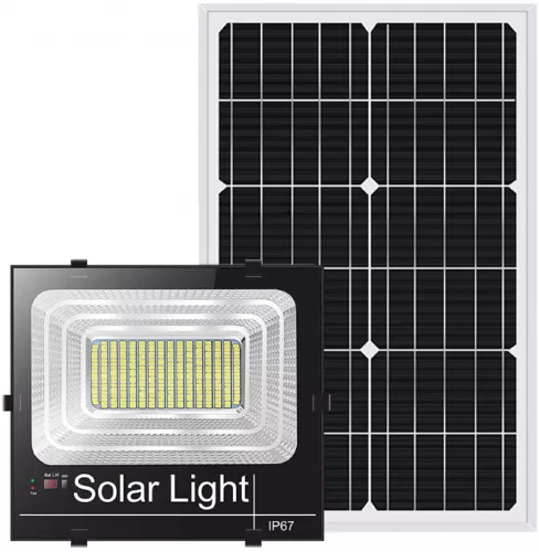 Proiector solar puternic 30W 56 LED SMD display LED nivel incarcare cu ...