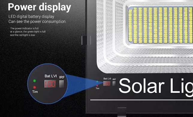 Proiector solar puternic 30W 56 LED SMD display LED nivel incarcare cu ...