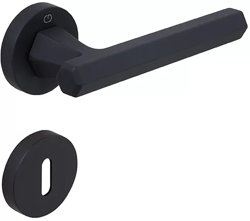Set maner usa camera Thor cu rozeta rotunda finisaj negru mat CB