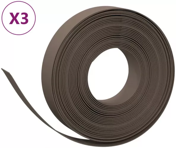 VidaXL Borduri de gradina 3 buc maro 10 m 10 cm polietilena 3155437
