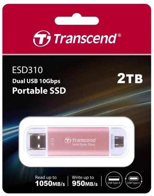 Transcend ESD310 1TB External SSD USB 3.0 Type C/A Pink TS1TESD310P la ...