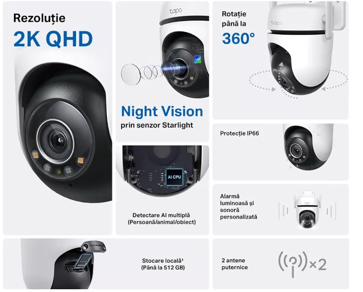 Camera de supraveghere Smart TP-Link Tapo C520WS Outdoor Pan/Tilt 360 grade 2K - cel.ro