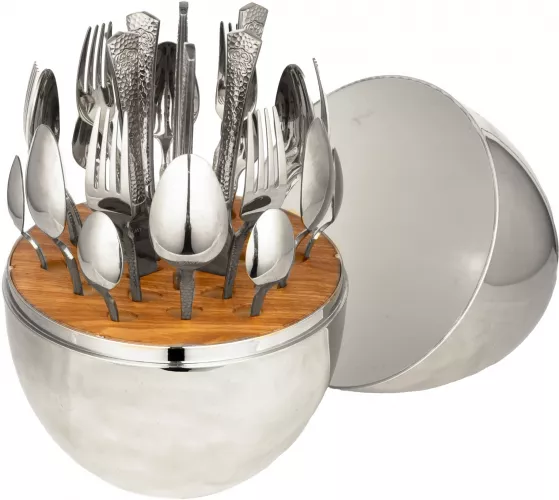 Set tacamuri din inox 24 de piese cu suport tip-ou RAWI-25EG-C