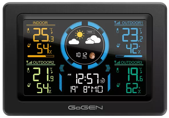 Statie meteo interior-exterior GoGEN ME 3397 B LCD color 3 senzori ...