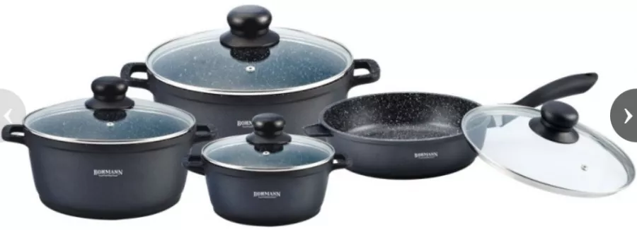 Set de cratite Marble 8 piese 5 5L 3 1L 2 2L aluminiu fortaj interior ...