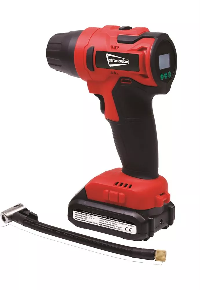 Compresor auto portabil tip pistol Streetwize 35L/min cu acumulator ...