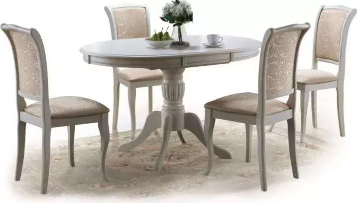 Set masa lemn ovala extensibila cu 4 scaune lemn aspect clasic din lemn ...