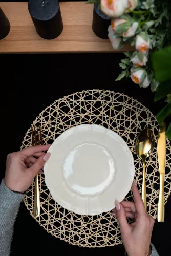 Set Complet Serviciu De Masa Ice 18 piese Cesiro Crem Deschis - cel.ro