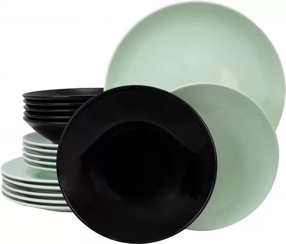 Set Complet Serviciu De Masa IceCream 18 piese Cesiro Verde/Negru - cel.ro