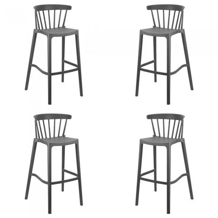 Set 4 scaune inalte bar ASPEN 51x54xh103cm polipropilena gri M40142527 ...