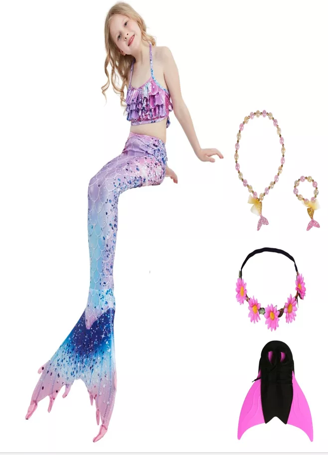 Set 7 piese Costum Sirena THK® coada sirena slip top colier bratara ...