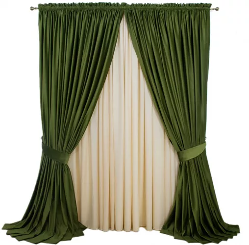 Set de 2 draperii din catifea verde olive cu rejansa semiopace 250x250 ...