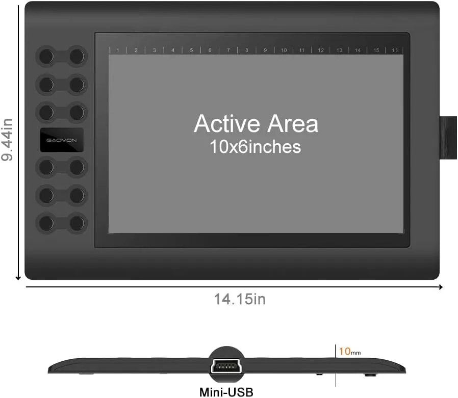 Tableta grafica GAOMON M106K PRO 10x6 25 inch 8192 nivele Windows/Mac ...