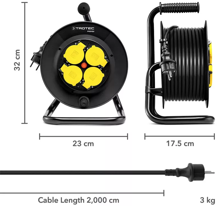 Derulator de exterior 4 prize 3 x 1.5 / 20m 230V tip PVD1EU Trotec TC ...