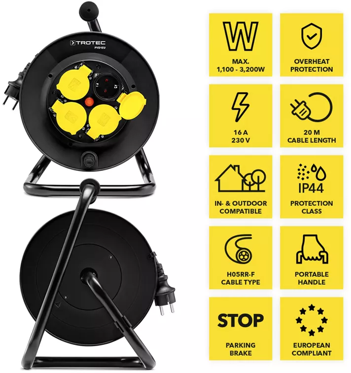 Derulator de exterior 4 prize 3 x 1.5 / 20m 230V tip PVD1EU Trotec TC ...