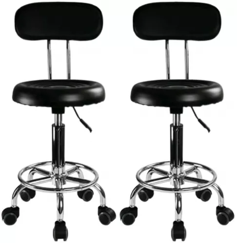 Set 2 buc - Scaun hidraulic Spatar si roti Negru Taburet rotativ Pentru ...