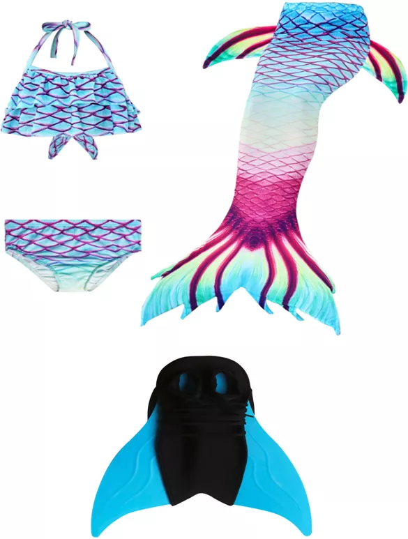 Set 4 piese Costum Sirena Ariel THK include top slip coada sirena ...