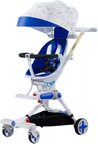 Carucior bebe pliabil cu sezut rotativ 360 grade Albastru Pentru copii ...
