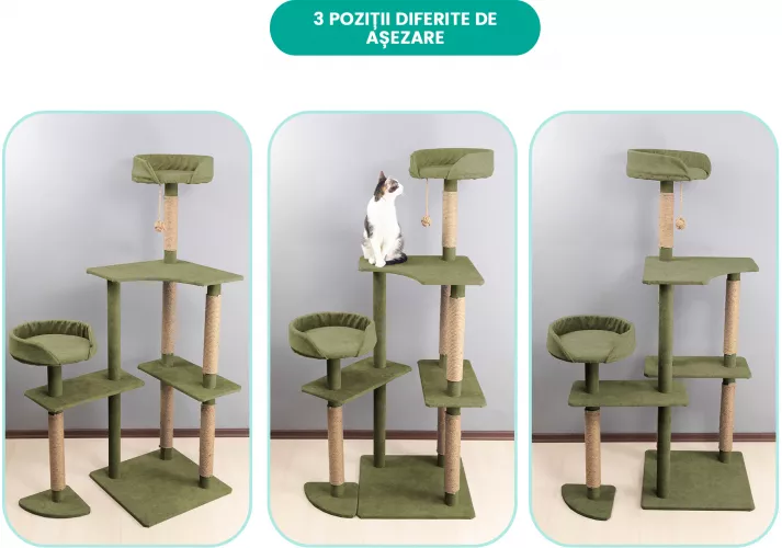 DOUBLE TROUBLE Verde Kiwi 150 cm Ansamblu Joaca Pisici Casuta Pisica ...