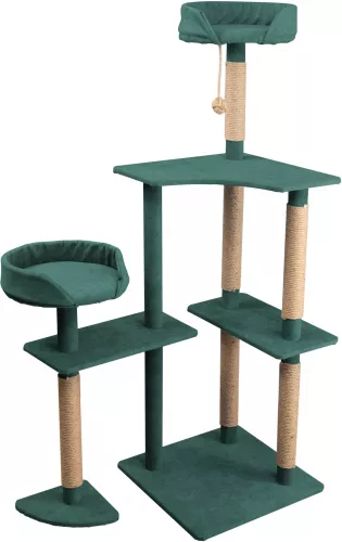 DOUBLE TROUBLE Verde Smarald 150 cm Ansamblu Joaca Pisici Casuta Pisica